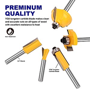 PLATINUMEDGE Router Bits Set, Tungsten Carbide Router Bits Set 1/4 Shank, Router Bit Kit for DIY, Woodworking Project, 35 Piece Set with Premium Aluminum Carry Storage Case