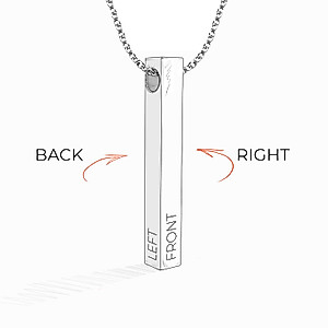 Oak&Luna Personalized Custom Pillar Bar Necklace -3D Engraved 4 Sides- Christmas Jewelry Gift for Her