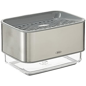 OXO Good Grips Stainless Steel Soap Dispensing Sponge Holder - Clear, One Size & Good Grips SimplyTear Paper Towel Holder - Stainless Steel