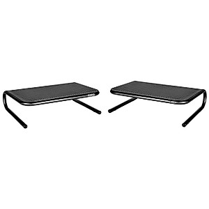 Allsop Metal Art Jr. Monitor Stand, 14-Inch wide platform holds 40 lbs with keyboard storage space - Pearl Black, 2 Pack