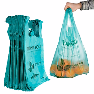 Stock Your Home Eco Grocery Bags Disposable (200 Pack) T-Shirt Thank You Bag with Handles for Supermarket, Groceries, Produce, Shopping, Trash, Small Baggies Bulk