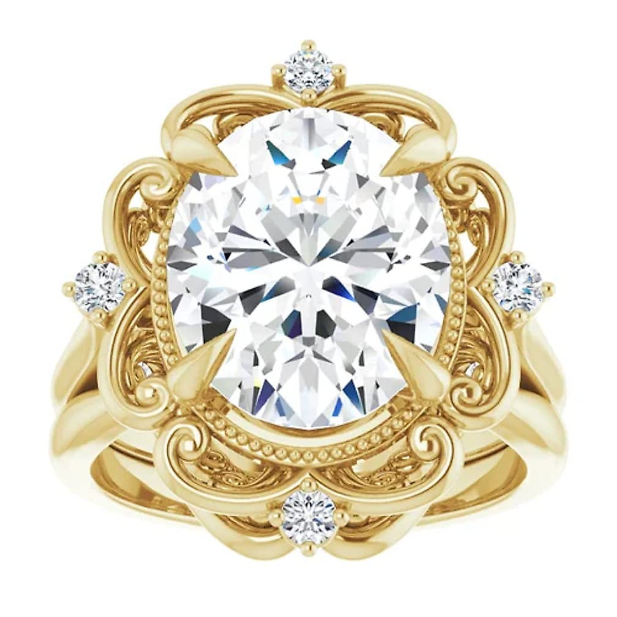 Solitaire Moissanite Engagement Ring Set, 4.25 CT Oval Cut Moissanite Diamond Bridal Wedding Ring Set for Women, Birthday Gifts for Love, VVS1 Colorless, 10K 14K 18K Solid Gold, 925 Silver