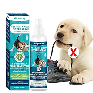 Woyamay No Chew Spray for Dogs 200ML, Bitter Apple Spray for Dogs Stop Chewing Licking of Furniture, Shoes, Bandages, Dog Training & Behavior Aids Spray, Indoor & Outdoor Use, No Alcohol & Trace