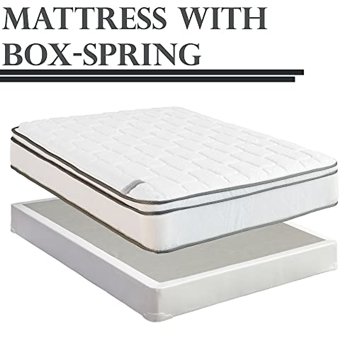 Zayton 10-Inch Medium Plush Eurotop Pillowtop Innerspring Fully Assembled Mattress And 8-Inch Wood Boxspring/Foundation Set Full