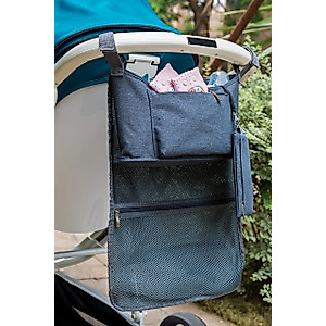 Simple Being Baby Stroller Organizer, Universal Fit Storage Compartments Travel Accessories Bag (Black)