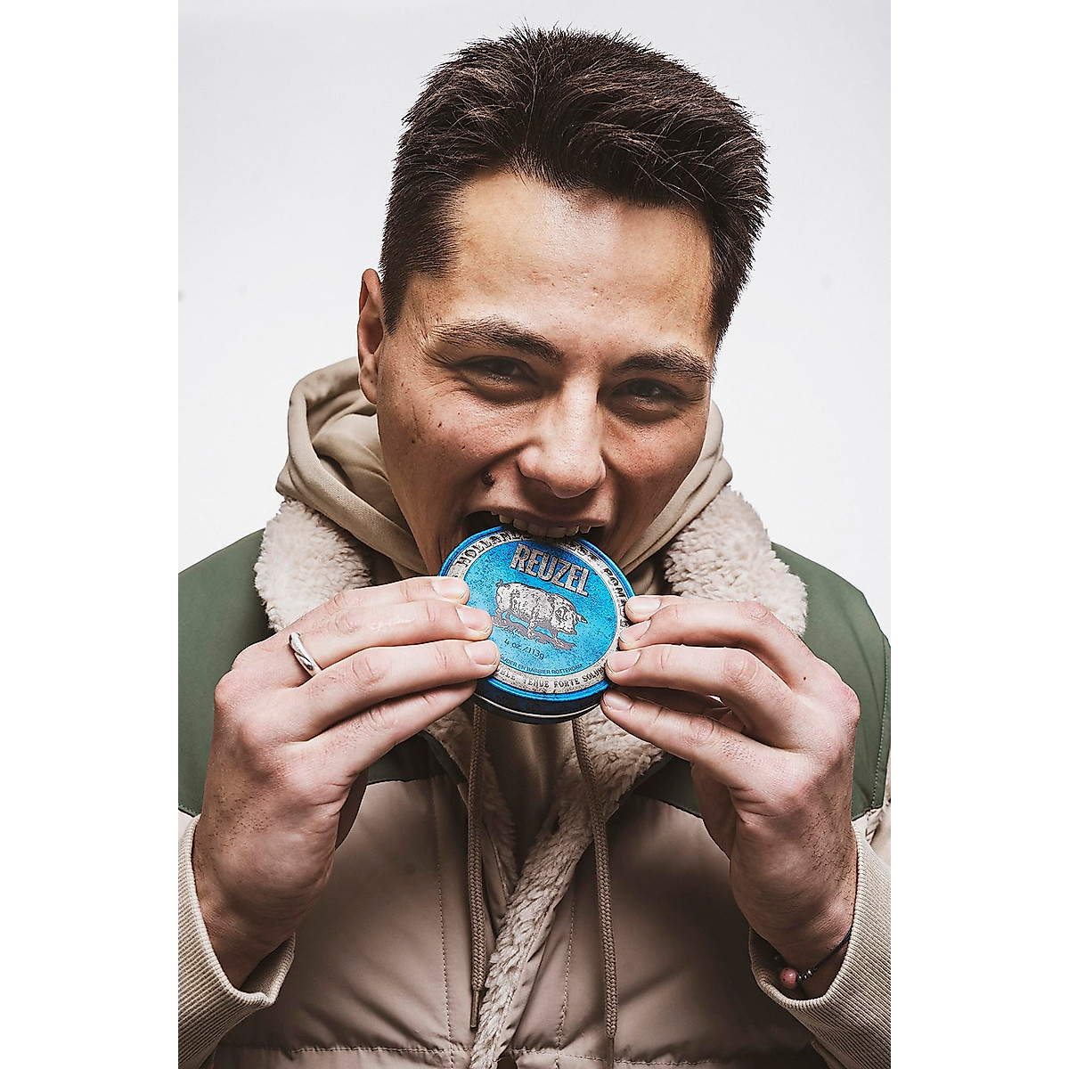 REUZEL Blue Pomade, Strong Hold, Water Soluble, Vanilla Wood, 4 Oz