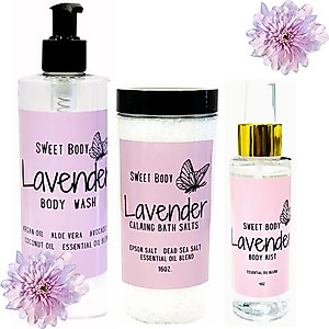 Sweet Body LAVENDER Soft & Fresh Women’s Body Mist, Fine Fragranced Body Perfume Misting Spray, Sensual light scent Fragrance, Hair & Body Spritz Essential Oils 4oz. (Lavender) Pack of 1