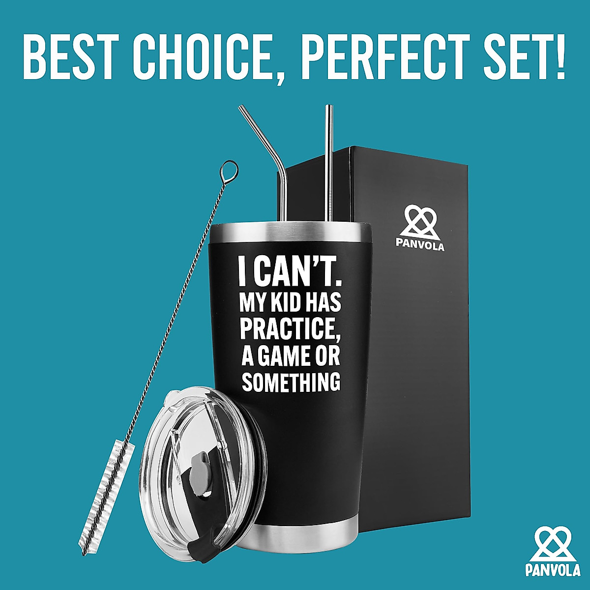 I Can’t My Kid Has Practice A Game or Something Sports Mom Dad Gifts from Son Daughter Gamer Vacuum Insulated Tumbler Travel Mug with Lid and Straw 20 oz Black