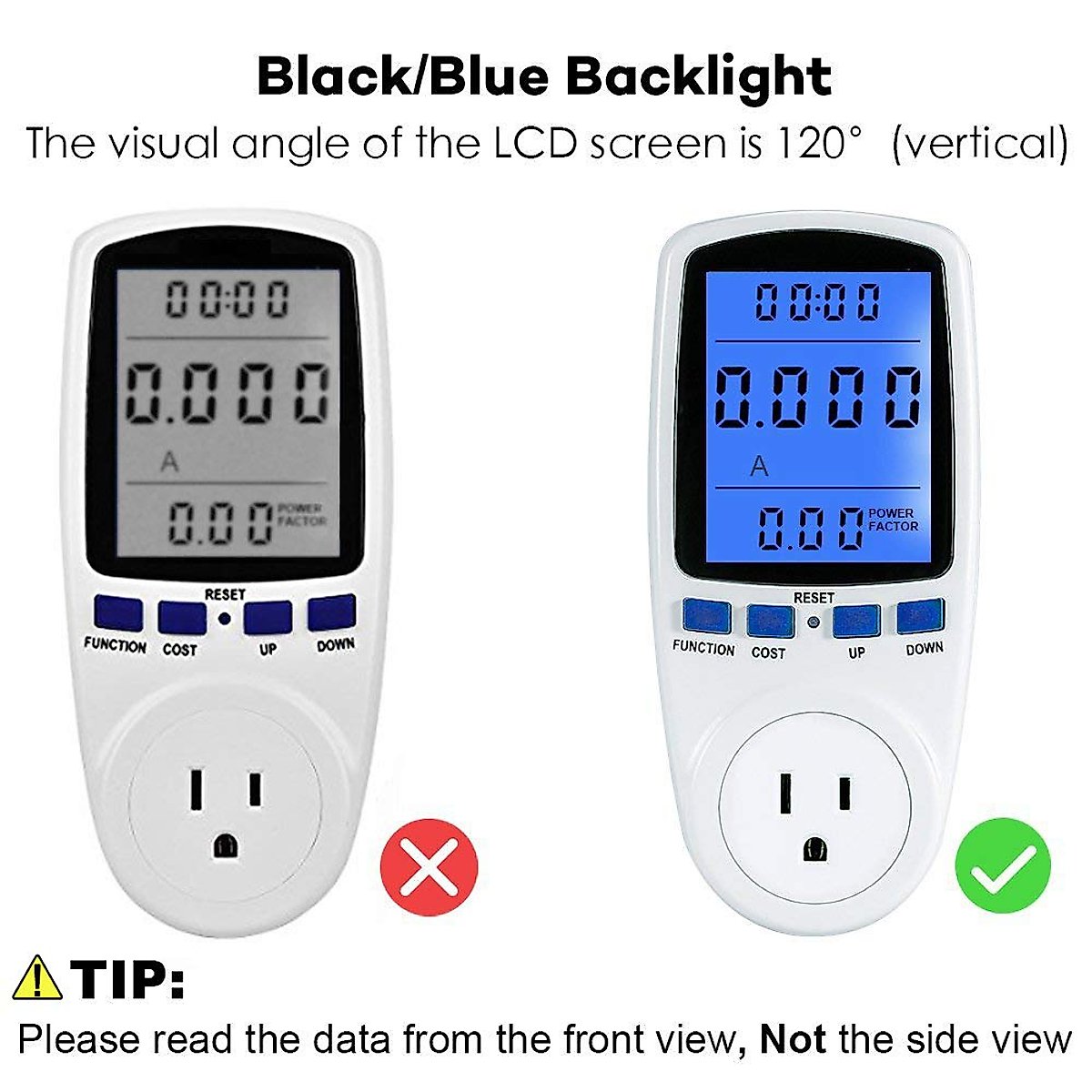 Power Meter Plug, Power Consumption Monitor Electricity Usage Monitor Analyzer Home Energy Consumption Analyzer with Digital LCD Display, Overload and 7 Display Modes for Energy