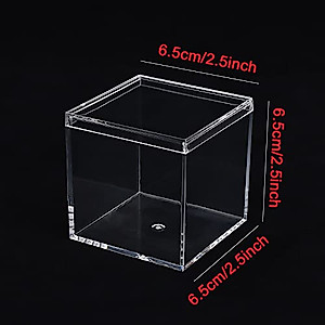 Clear Acrylic Box with LId ,Dayaanee 4 Pack Small Acrylic Box with Lid Plastic Square Cube Small Container , 2.5x2.5x2.5 Inches/65X65X65mm Storage Boxes Organizer Containers for Candy Pill and Tiny Jewelry