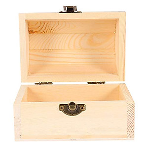 DOITOOL Wood Craft Box Unpainted Small Jewelry Box Mini Chest Treasure Case Organizer Sundries Gift Box for DIY Crafts(Medium)