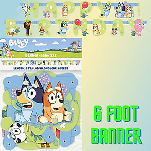 Bluey Birthday Decorations - Bluey Birthday Party Supplies for your Bluey Party featuring Bluey Party Decorations and Bluey Plates and Napkins and Tableware for 16 guests.