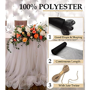 Luceinvita Black Tulle Fabric Roll, 54" x 40 Yards (120FT) Tulle for Halloween Decoration DIY Tutu Party Backdrop Baby Shower Table Skirts Gift Wrapping