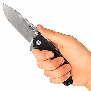 Zero Tolerance 0562CF Hinderer Slicer Folding Knife; 3.5” CPM-20CV Stonewashed and Satin Steel Blade, Carbon Fiber Front Handle, KVT Ball-Bearing Opening, Frame Lock and Reversible Pocketclip; 5.5 OZ, Black