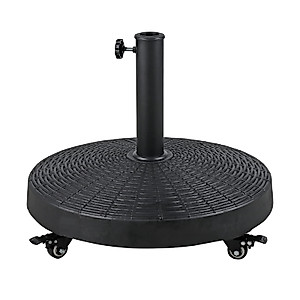 Verano Garden Patio Umbrella Base 52lbs, Heavy Duty Umbrella Stand with Wheels for Outdoor 1.5''~1.89'' Market Umbrella, Weighted Base for Patio Deck Porch Poolside, Black