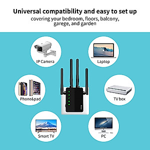 WiFi Extender 1200 Mbps-2.4 and 5GHz Dual-Band Network-Wireless Amplifier Signal Booster-Wireless Repeater with Smart Signal Indicator