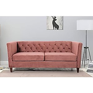 US Pride Furniture Modern Style High Density Foam Rose Velvet Button-Tufted 2 PC Living Room Set with Removable Cushion & Solid Wood Legs (S5708-5714) Sofas