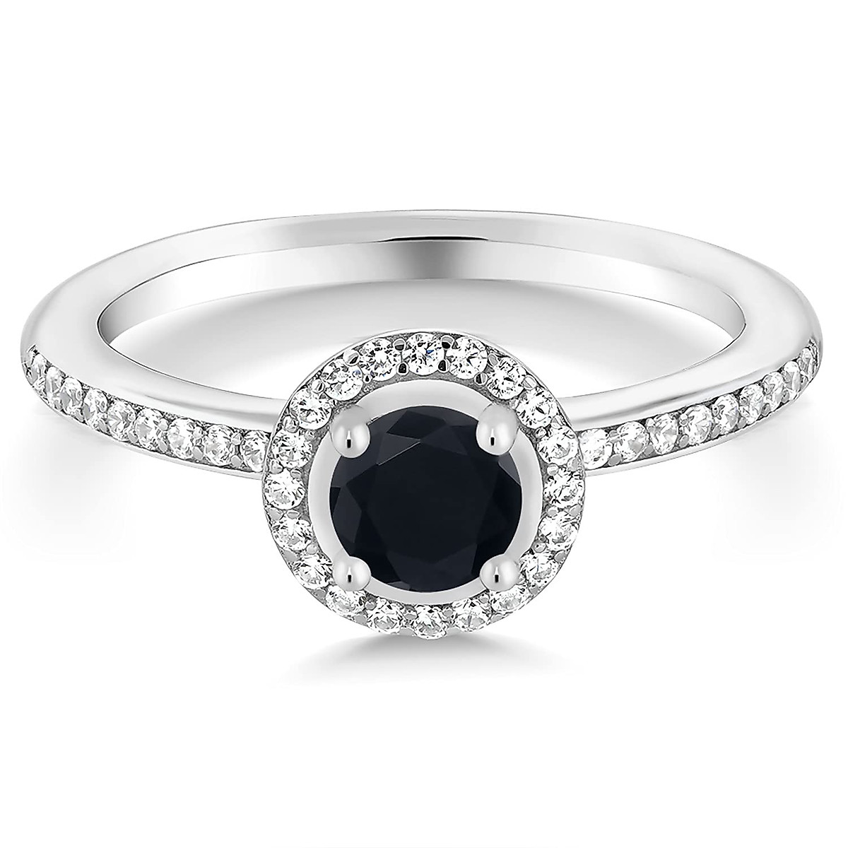 Gem Stone King 925 Sterling Silver Black Onyx Ring For Women (0.67 Cttw, Gemstone Birthstone, Available in size 5, 6, 7, 8, 9)