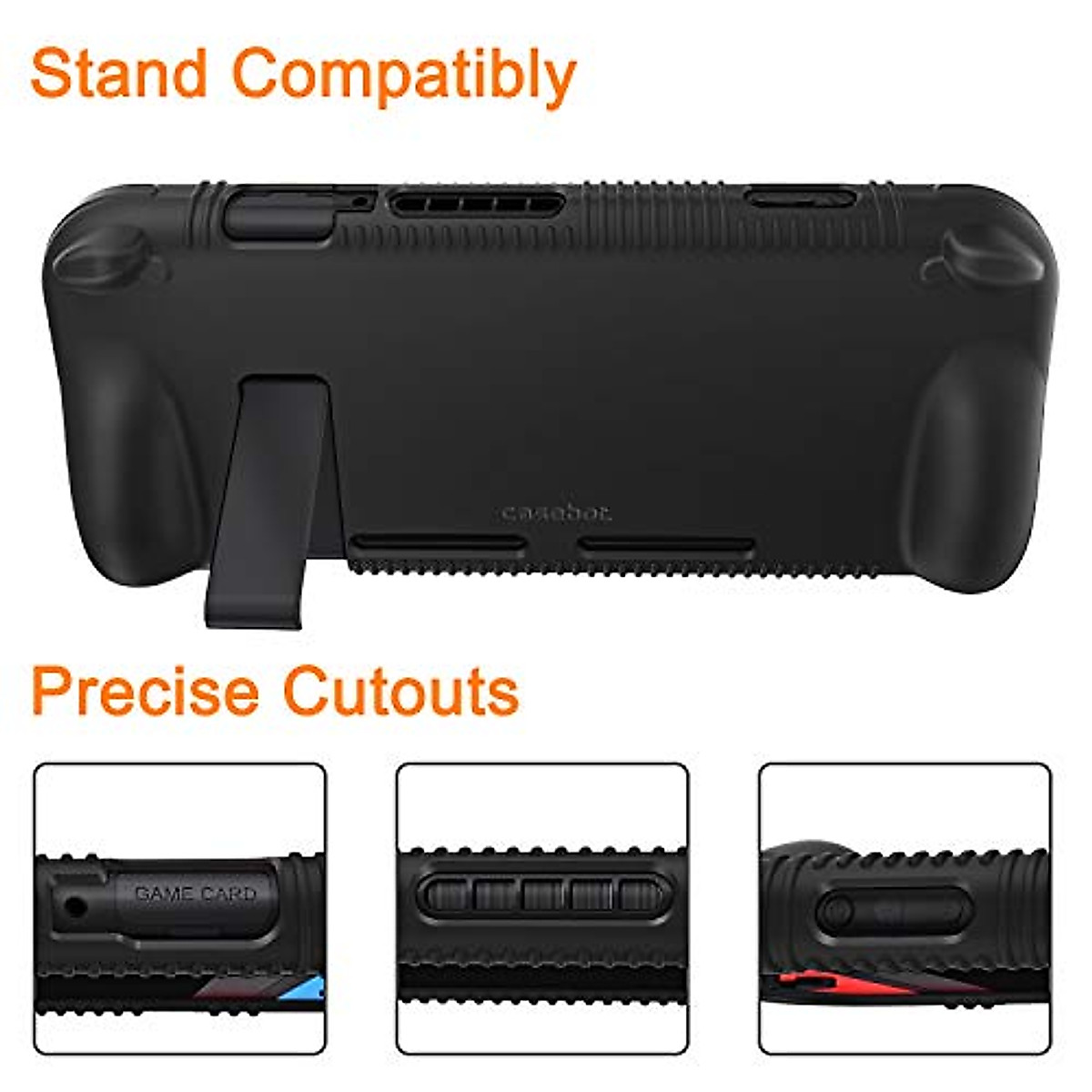 FINTIE Silicone Case Compatible with Nintendo Switch - Soft [Anti-Slip] [Shock Proof] Protective Cover with Ergonomic Grip Design, Drop Protection Grip Case (Black)