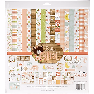 Echo Park Paper Company Baby Girl Collection Kit paper, pink, yellow, green, blue, 12-x-12-Inch