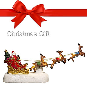 innodept12 Santa's Sleigh and Reindeer Assortment - Christmas Reindeer Car with LED Light UP