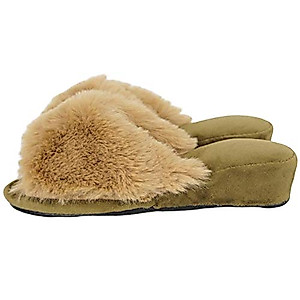 Elegant Interior 71029SP-BR Fur Slippers with 1.6-inch (4 cm) Heel, Brown, M Size