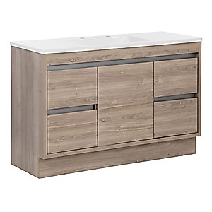 Spring Mill Cabinets D48V40264 Tarni Single Bathroom Vanity with 4 Drawers, Cabinet, and White Sink Top, Forest Elm