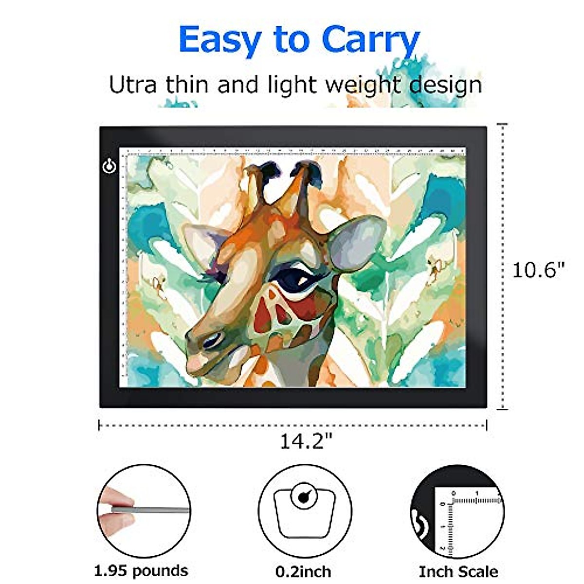 Black A4 Dimmable LED Artcraft Light Box Tracer Slim Light Pad Portable Tablet, USB Power Cable Copy Drawing Board Tracing Table for Artists Designing, Animation, Sketching, Stenciling X-ray Viewing