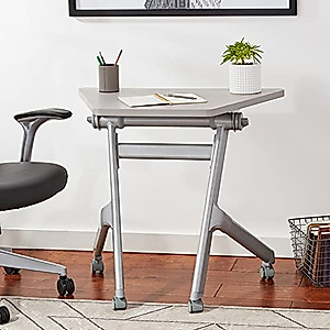 Safco Products Learn Nesting Trapezoid Desk, Small Corner Desk for Classrooms & Custom Classroom Layouts (Pebble Gray)