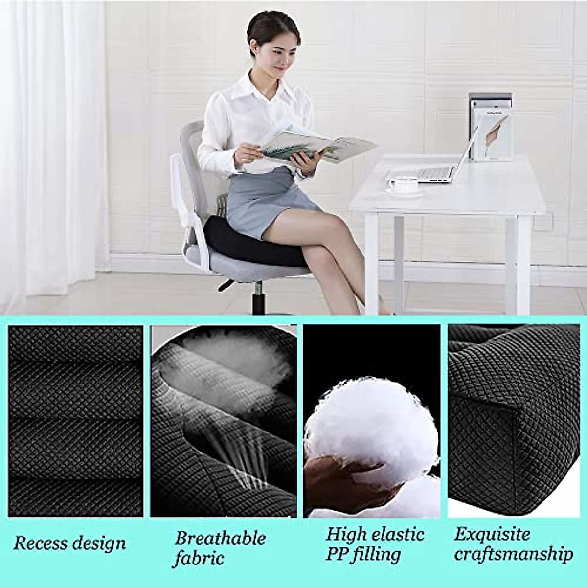 DYMGFZD Office Chair Cushions for Back and Butt, Ergonomic Chair/Seat Cushion for Long Sitting, Sitting Pillow for Automobile, Wheelchair, Computer Chair and Office Chair Hip Support Grey