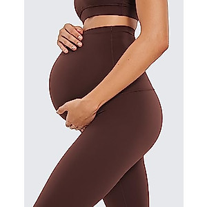 CRZ YOGA Womens Butterluxe Maternity Leggings Over The Belly 25" - Buttery Soft Workout Activewear Yoga Pregnancy Pants Taupe Medium