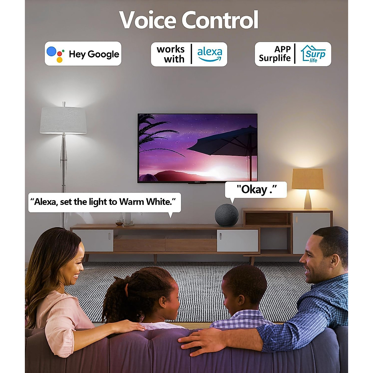 luckystyle Smart Light Bulbs, 9W A19 E26 800LM WiFi Bluetooth LED Bulbs Compatible with Alexa, Google Assistant & Home, 16 Million Colors Music Sync Color Changing Dimmable RGBWW Lights Bulb (4)