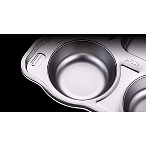 Stainless Steel Plate Divided Meal Tray Sections Dinner Dish for Babies, Toddlers and Kids Eating Food Car Shape BPA-Free Safe Fun Non-Toxic Heavy Duty (Silver 1 Pack)