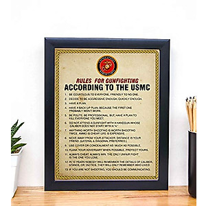 "Rules for Gunfighting According to the USMC"-U.S. Marine Corps Wall Art- 8 x 10" Distressed Patriotic Print-Ready to Frame. Home-Office-Military Decor. Perfect Gift for All Marines! Semper Fi!