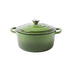 Larder & Vine Enameled Cast Iron Dutch Oven with Lid - Oversized Handles, Dome Lid, Dutch Oven for Sourdough Bread Making – 5.7QT/5.4L - (Okra)