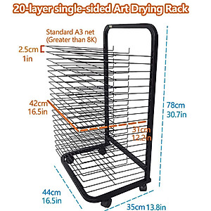 Drying Rack, Mobile Art Drying Rack with Wire Shelves for Works of Art, Art Studio, Drying & Print Racks, Black Powder Coated Finish, Ideal for Schools and Art Clubs