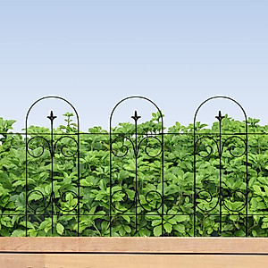 Thealyn Metal Decorative Garden Fence Border 32 in x 20 ft Garden Fencing No Dig Fence Rustproof Wrought Iron Landscape Fencing for Flower Bed, Yard, Animal Barrier