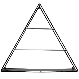 MyGift Wall Mounted Matte Black Metal Triangular 3 Tier Decorative Display Shelf for Collectibles and Crystals, Pyramid Shaped Wall Shelf Rack for Bathroom, Living Room, Bedroom