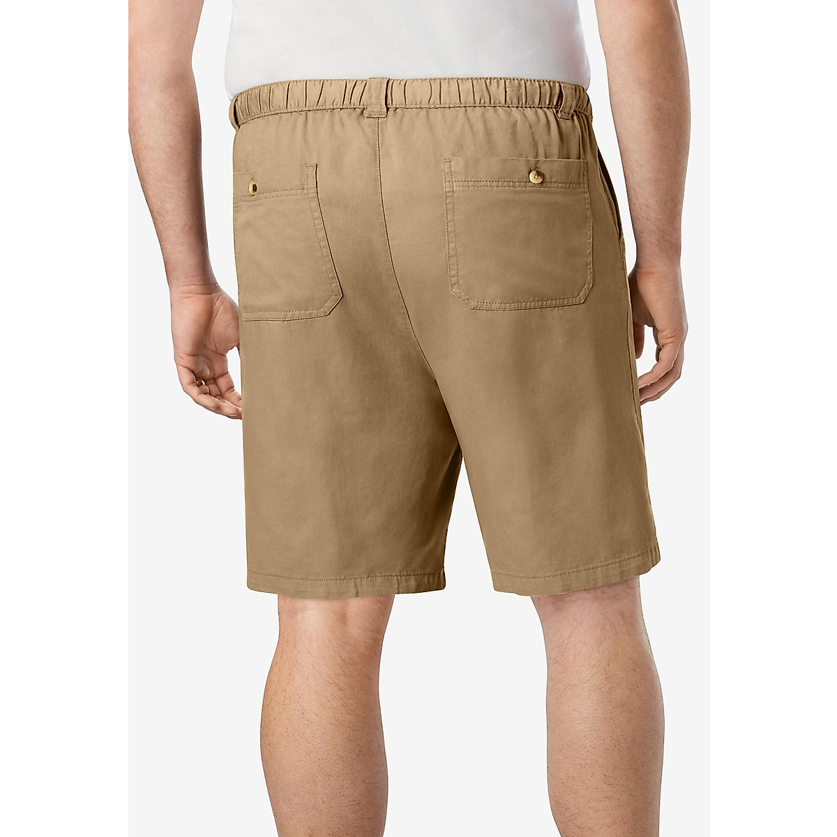 KingSize Knockarounds 8" Full Elastic Plain Front Shorts - 4XL, Khaki