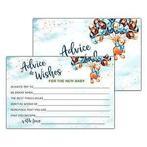 Teddy Bear Advice And Wishes Cards For The New Baby, Baby Advice Cards Perfect Addition to Your Baby Shower Party Game,Decorations Party Supply，25 Cards(bb009-JYK 003)