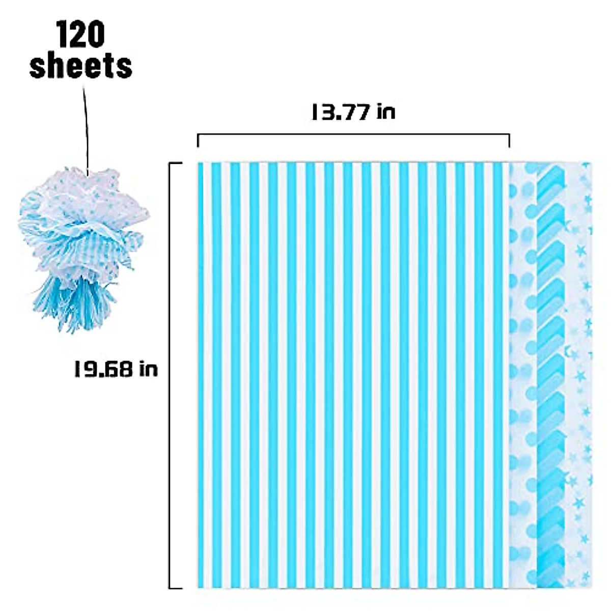 MR FIVE 120 Sheets Blue Tissue Paper Bulk,19.6"x 13.8",Blue Tissue Paper for Gift Bags,Baby Blue Tissue Paper for Crafts,Tissue Paper for Baby Shower Birthday Wedding Holiday