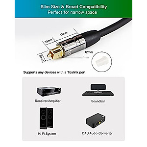 Alpluto Optical Audio Cable (20ft) Digital Fiber Optic Toslink Cables Male to Male 24K Gold Plated Cord Optical Cables for Home Theater, Sound Bar, Playstation, Xbox - Pro Series, TV and More