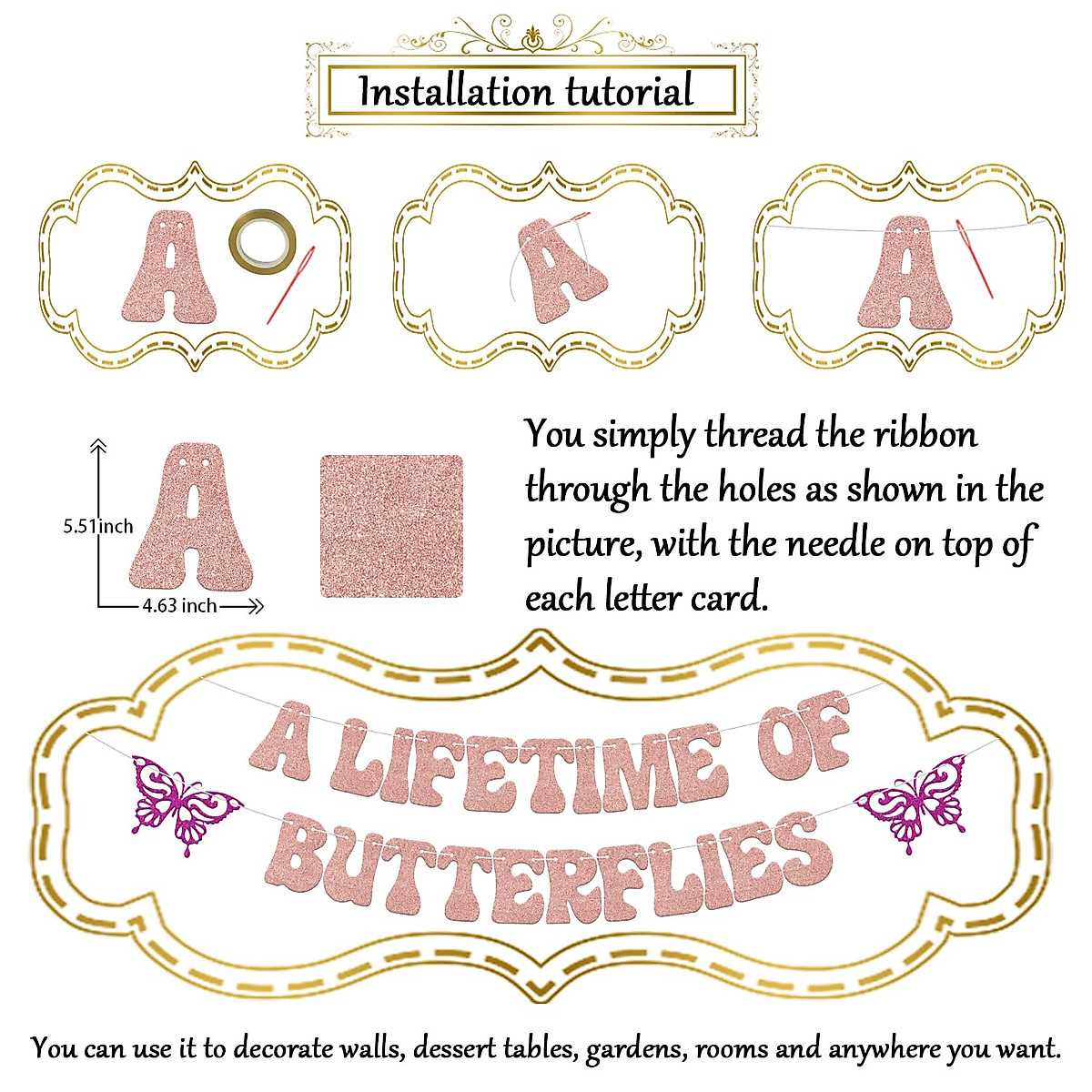 A Lifetime of Butterflies Banner, Butterfly Bridal Shower Decor Sign, Butterfly Theme Wedding Bachelorette Party Decorations, Butterfly Themed Engagement Party Supplies