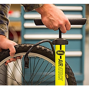 Bell Air Attack 650 High Volume Bicycle Pump Yellow Stripe with Gauge, Air Attack 650