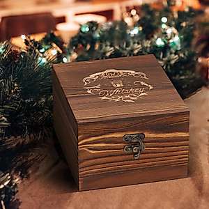 Whiskey Stones Gifts for Men - Groomsmen Gifts, 4 Granite Chilling Stones Bourbon Whiskey Glasses Set - Unique Birthday Gifts for Men Christmas Father's Day Valentine Retirement