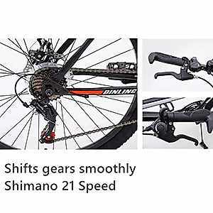 26 inch Mountain Bike, 21-Speed Mountain Bicycles, Comfort MTB with Front Suspension and Disc Brakes, Mens and Womens Commuting City Road Bike (Black Red)