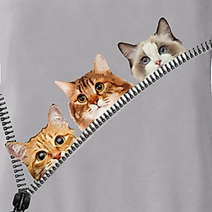 MELDVDIB Long Sleeve Shirts For Women Round Neck Cat Print Tee Pullover T-Shirt Casual Loose Workout Blouses Tops (Gray, S)