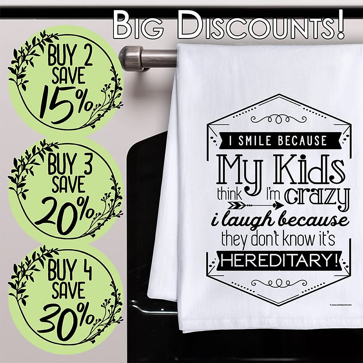 I Smile Because My Kids Think I'm Crazy I Laugh Because They Don't Know It's Hereditary - Funny Joked Themed Kitchen Tea Towels - Decorative Dish with Sayings, Housewarming Gifts Multi-Use Cute Mother
