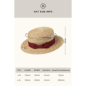BABEYOND Men's 1920s Brim Boater Hat Gatsby Straw Hat 20s Costume Accessories Wine Red