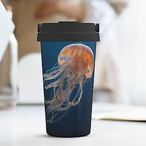 Insulated Coffee Mug Cute Jellyfish 17oz Double Wall Vacuum Stainless Steel Tumbler With Leak-Proof Lid And Handle, Cute Travel Thermos Mug For Cold Hot Drinks